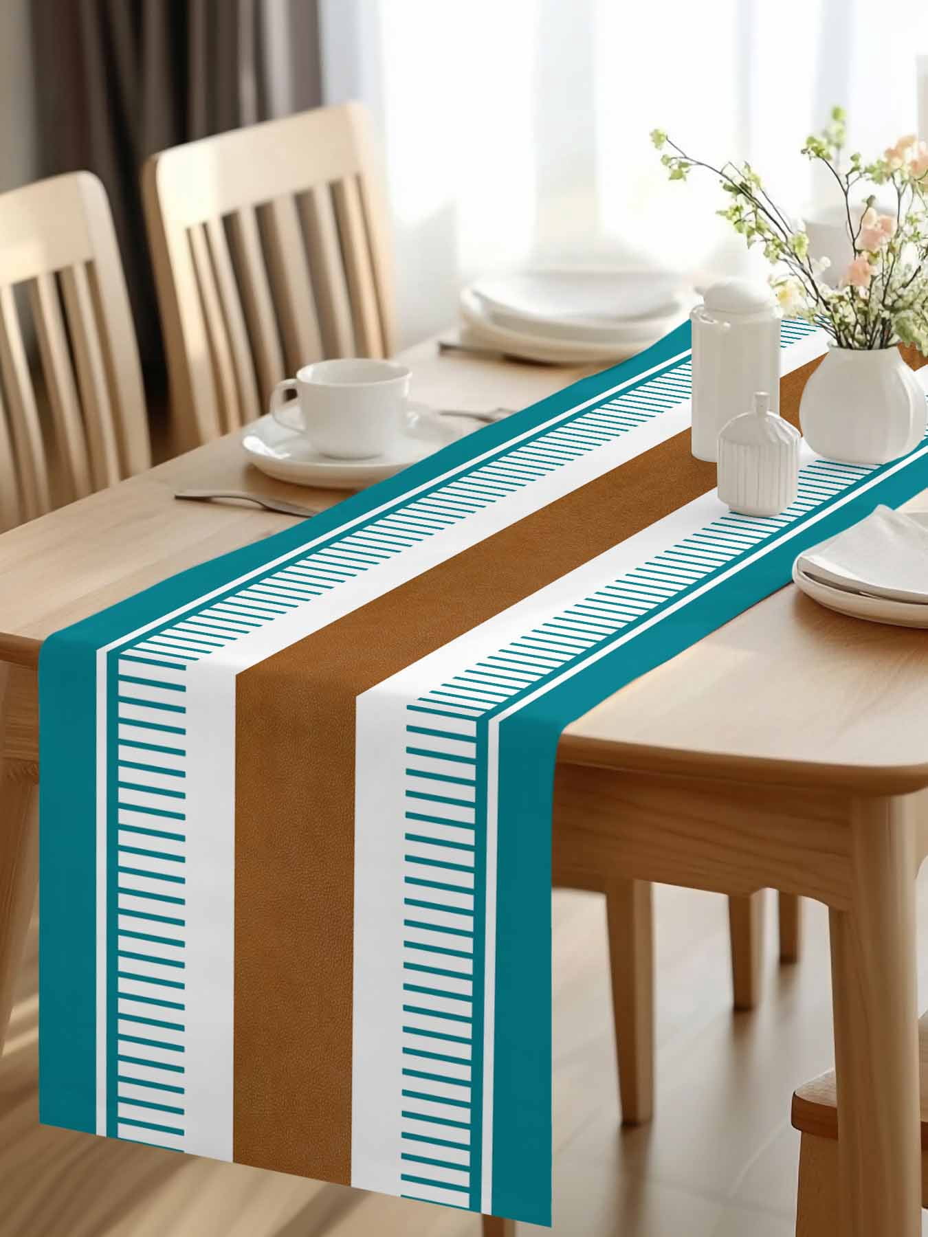 Boho Vintage Texture Teal Brown Table Runner 70 Inches Long,Kitchen ...