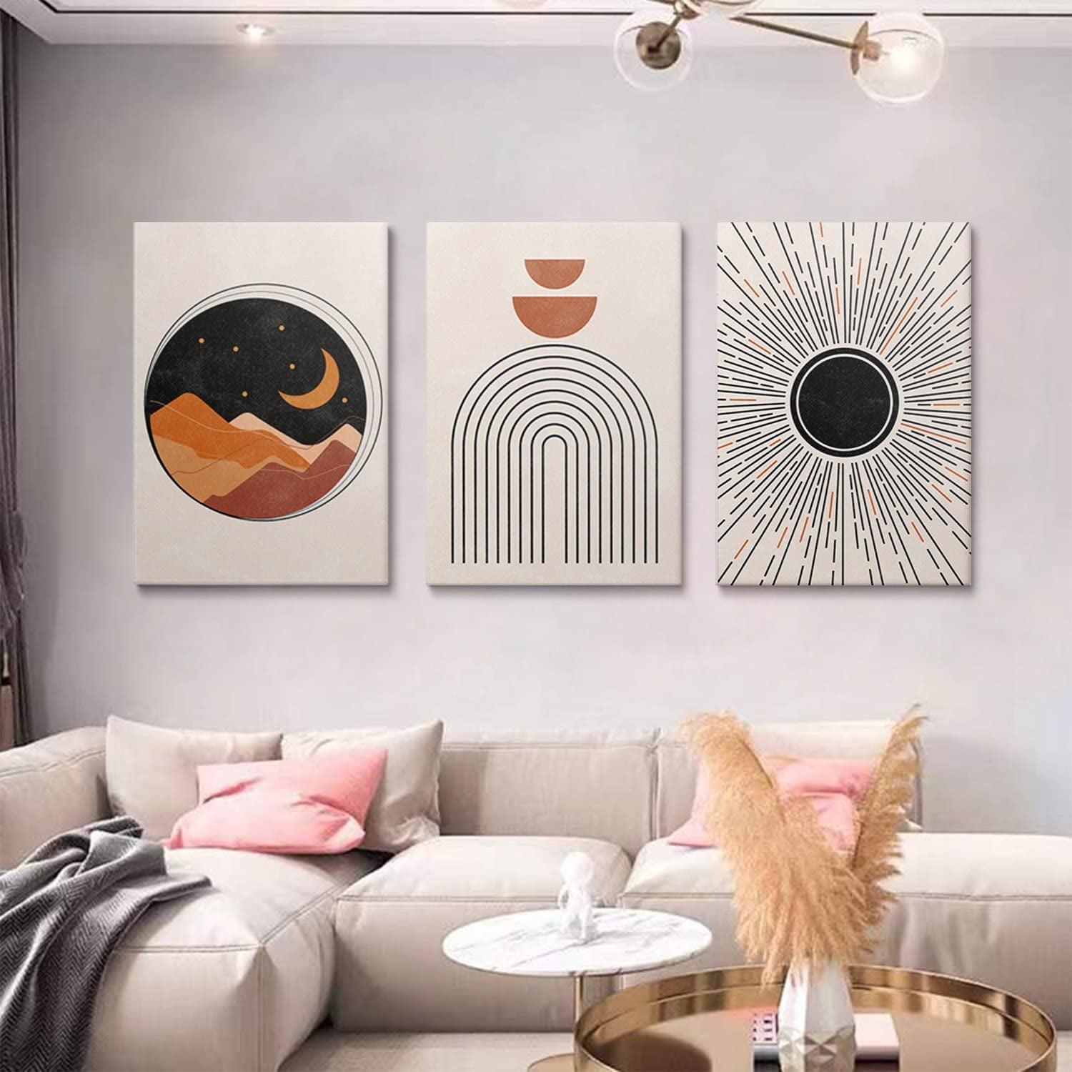 Boho Wall Art Room Decor Set of 3 Boho Posters,Mid Century Modern ...