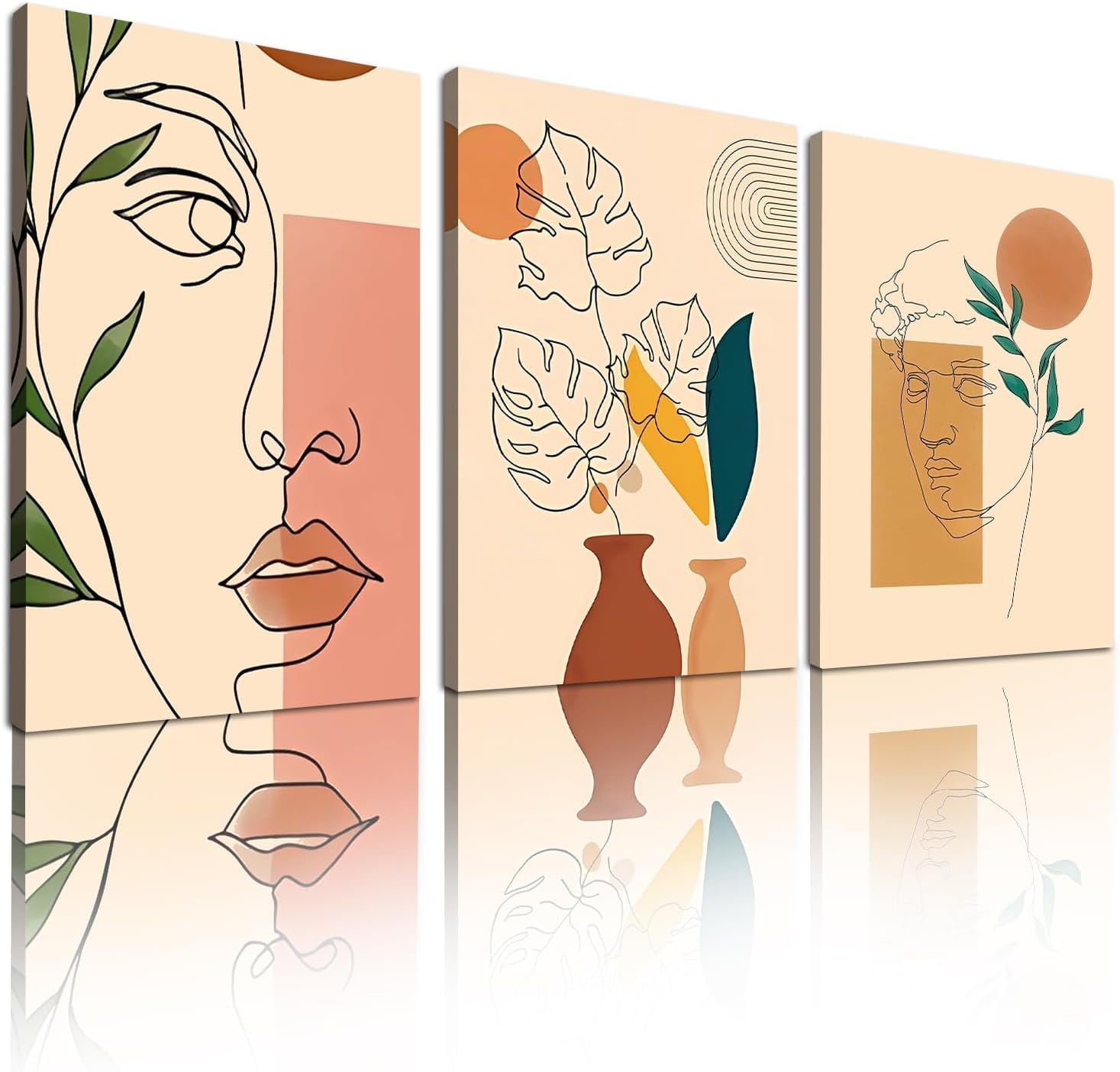 Boho Wall Art Set of 3, Minimalist Abstract Boho Sun Poster Sunrise ...