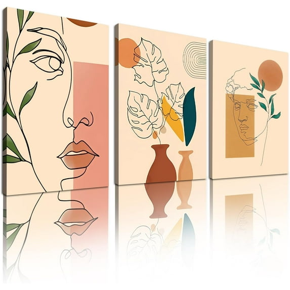 Boho Wall Art Set of 3, Minimalist Abstract Boho Sun Wall Art Sunrise ...