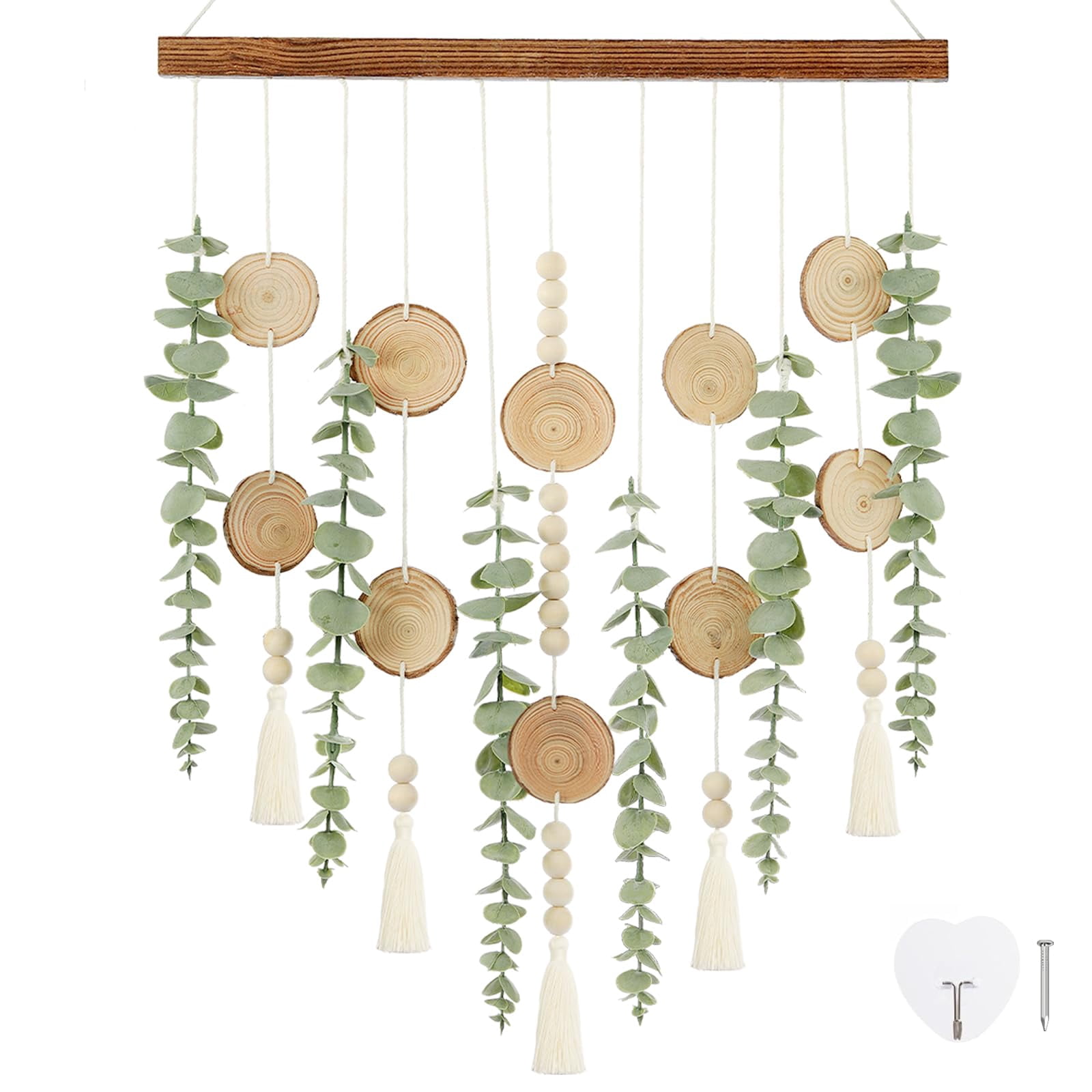 Boho Wall Decor Artificial Eucalyptus Hanging Plants on Carbonized ...