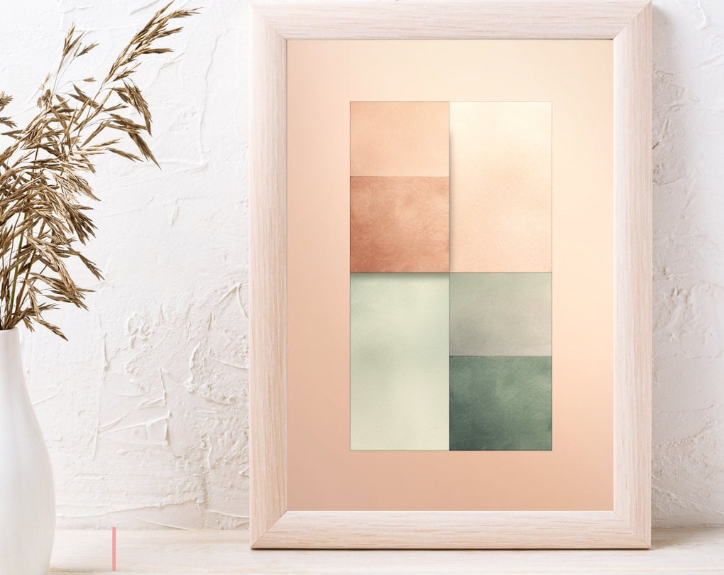 Boho Wall Decor - Boho Poster, Mint Green, Blush Pink, Warm Peach ...