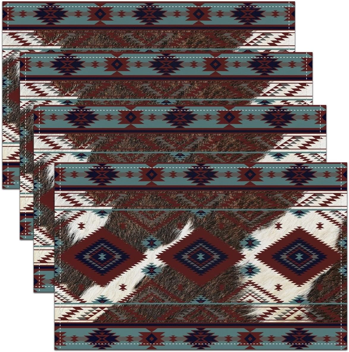 Boho Washable Fabric Decoration Table Mats Placemats Set of 4 18"x12 ...