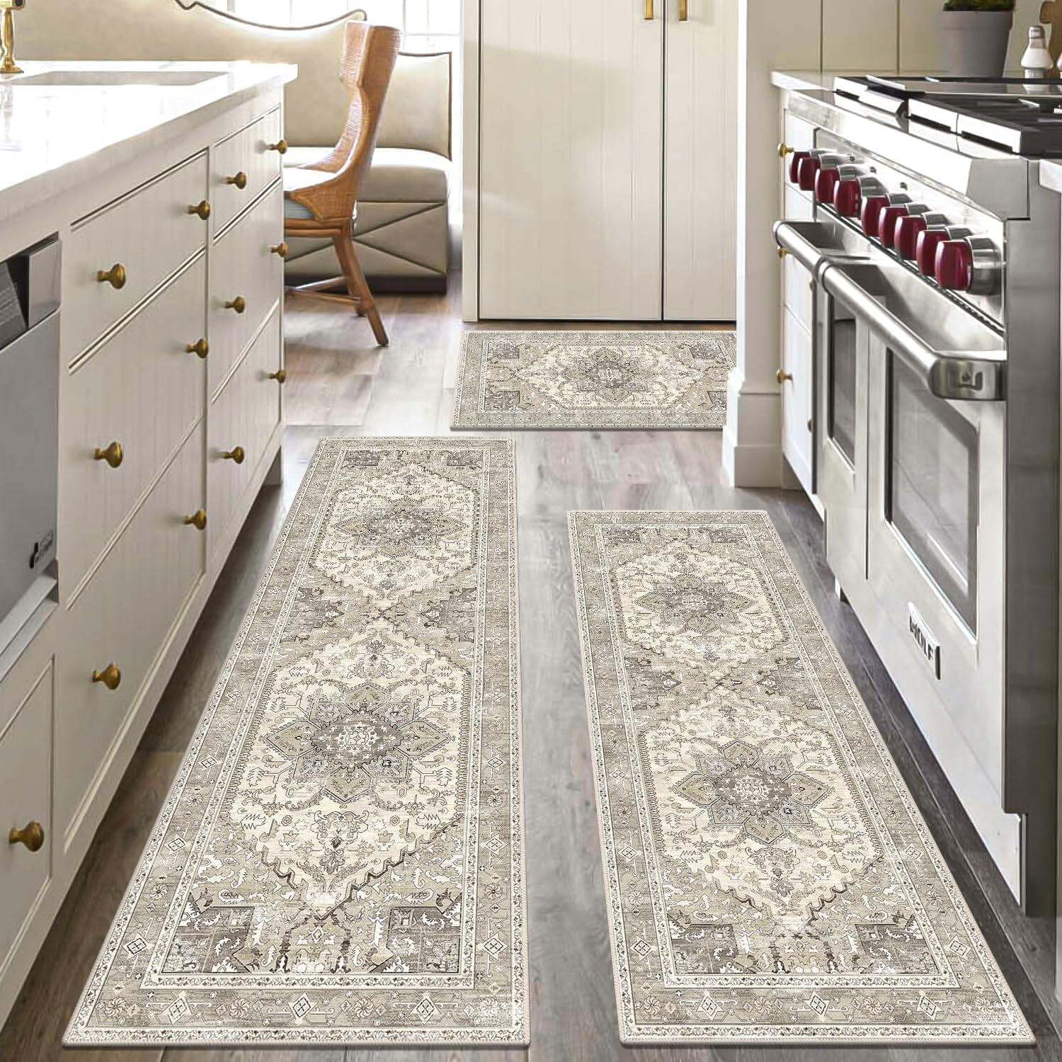 Boho Washable Kitchen Rugs Sets of 3, Non Slip Kitchen Mats for Floor ...