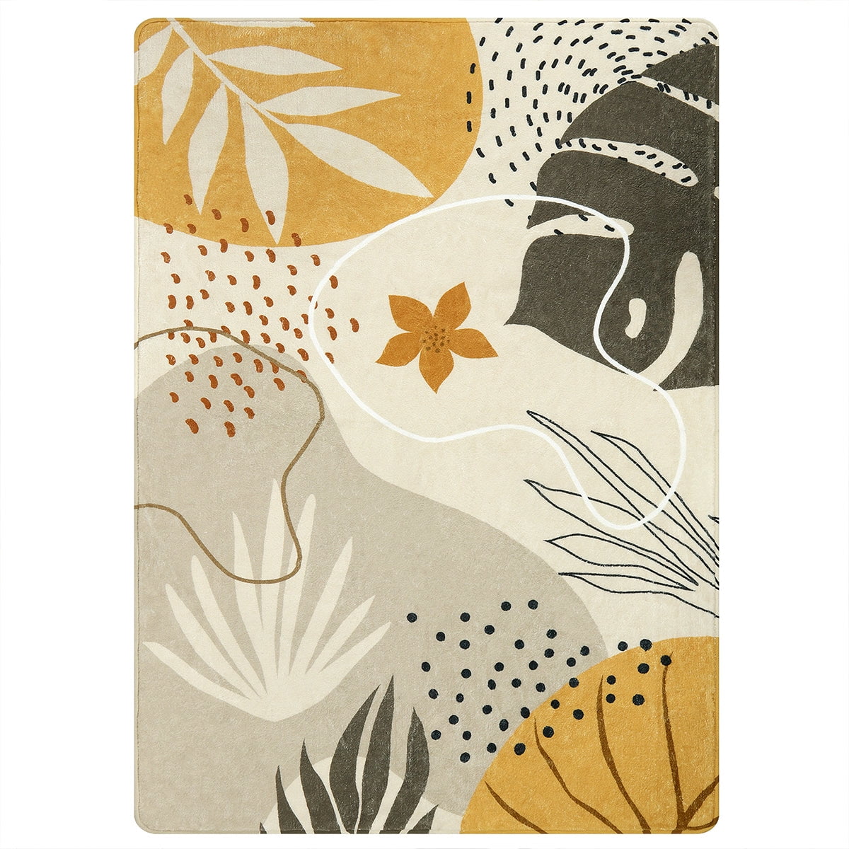 Boho Washable Living Room Rugs Soft Kids Room Rug Low-Plie Botanical ...