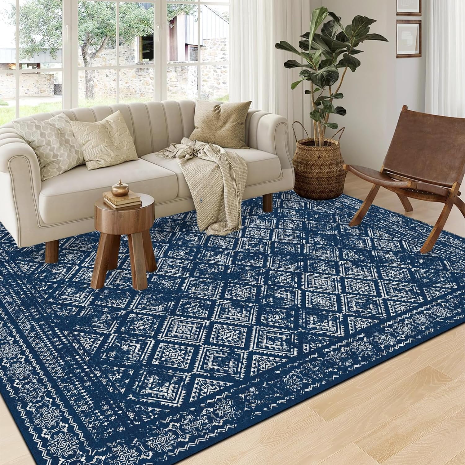 Boho Washable Rug Area Rugs For Living Room, Vintage Rug For Bedroom ...