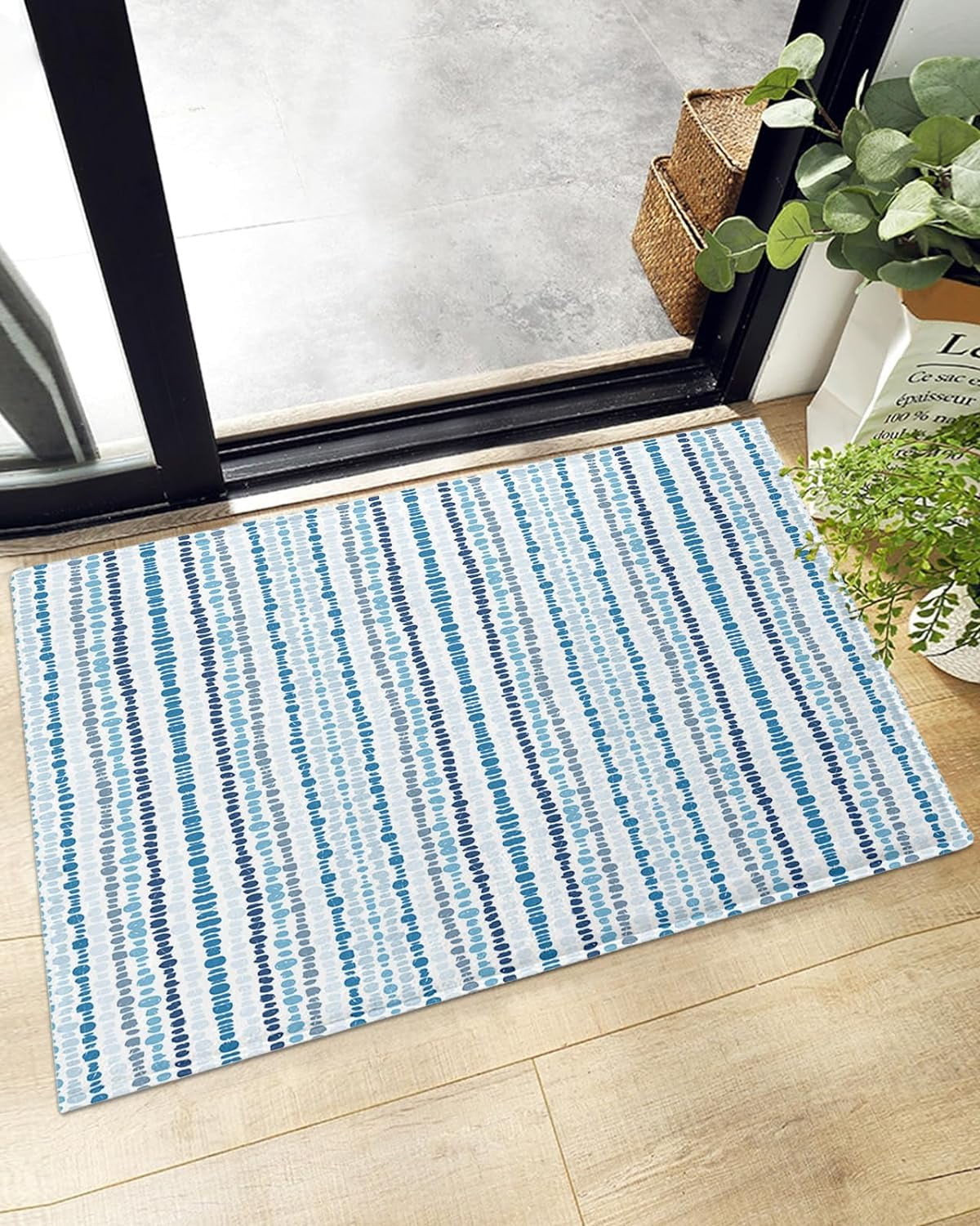 Boho Watercolor Art Bathroom Shag Doormat Geometric Abstract Circle ...