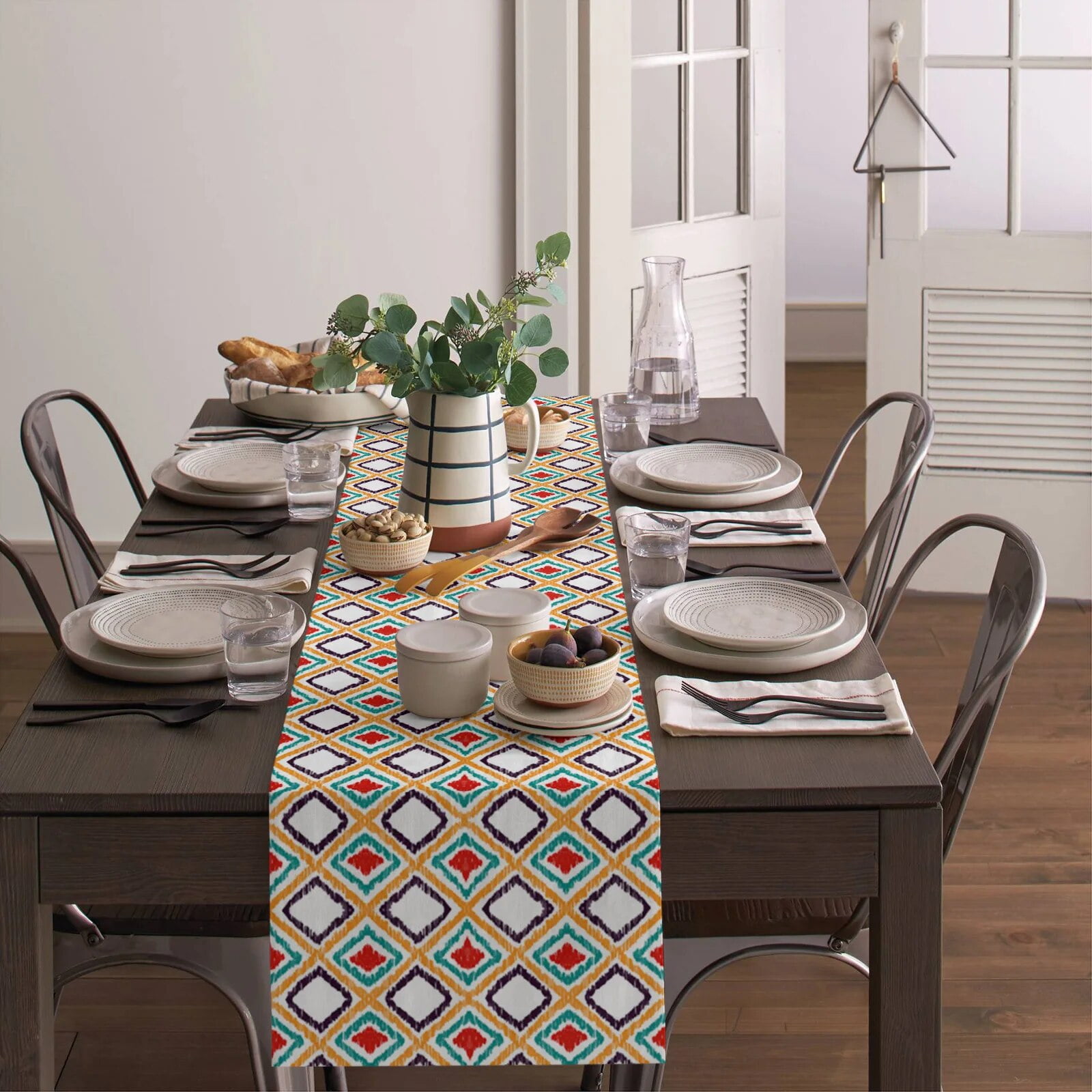 Boho Watercolor Ethnic Geometric Table Runner Wedding Table Decor ...
