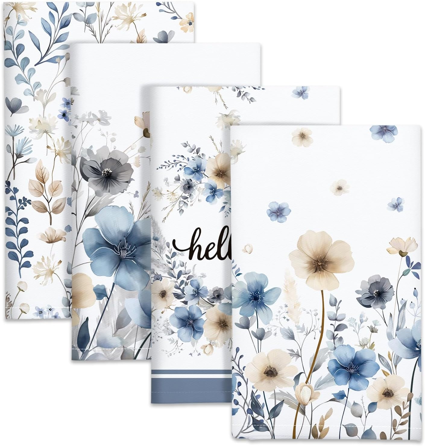 Boho Watercolor Flowers Tea Towels, Cotton Kitchen Towel 18.9 × 27.5 ...