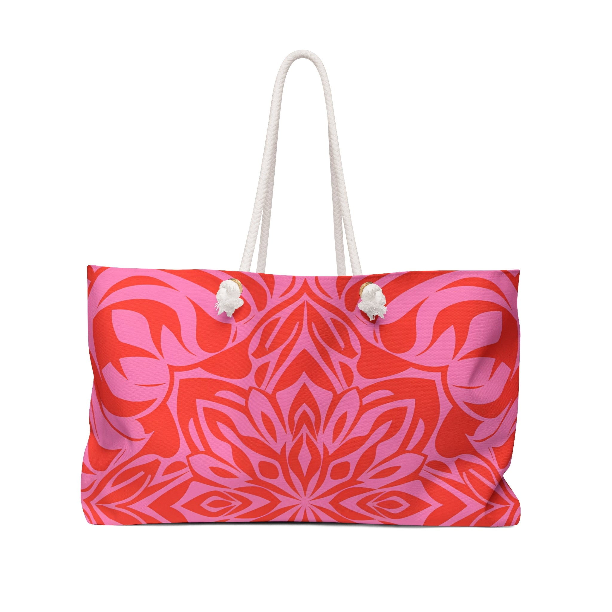 Boho Weekender Bag, Pink Orange Travel Bag, Feminine Overnight Bag ...