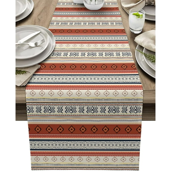 Boho Western Aztec Geometric Linen Table Runner Holiday Party rations ...