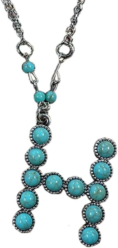 Boho Western Cowgirl Turquoise Initial Letter Pendant Necklace A-Z ...
