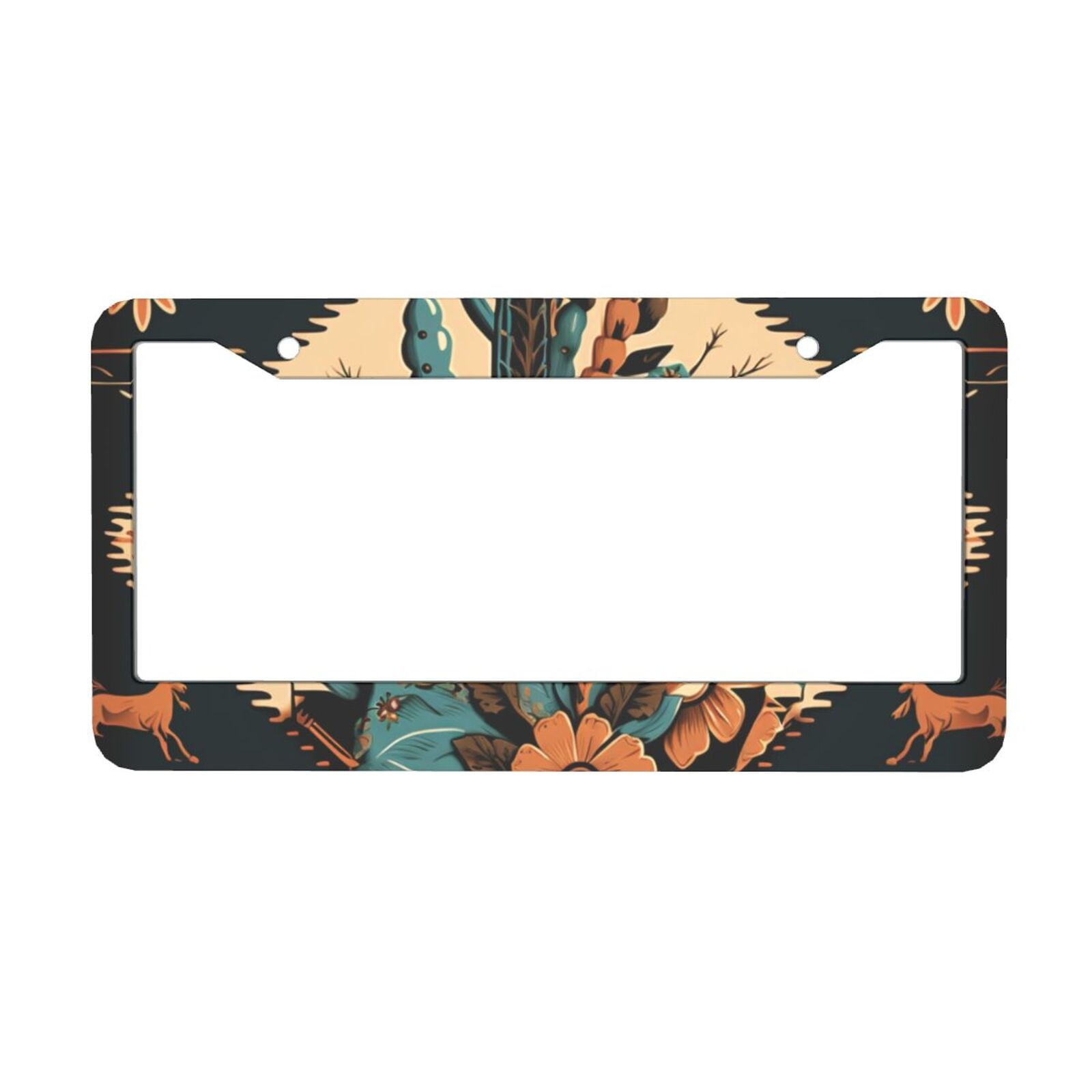 Boho Western Navajo Floral Vintage Aluminum Car License Plate Frames ...