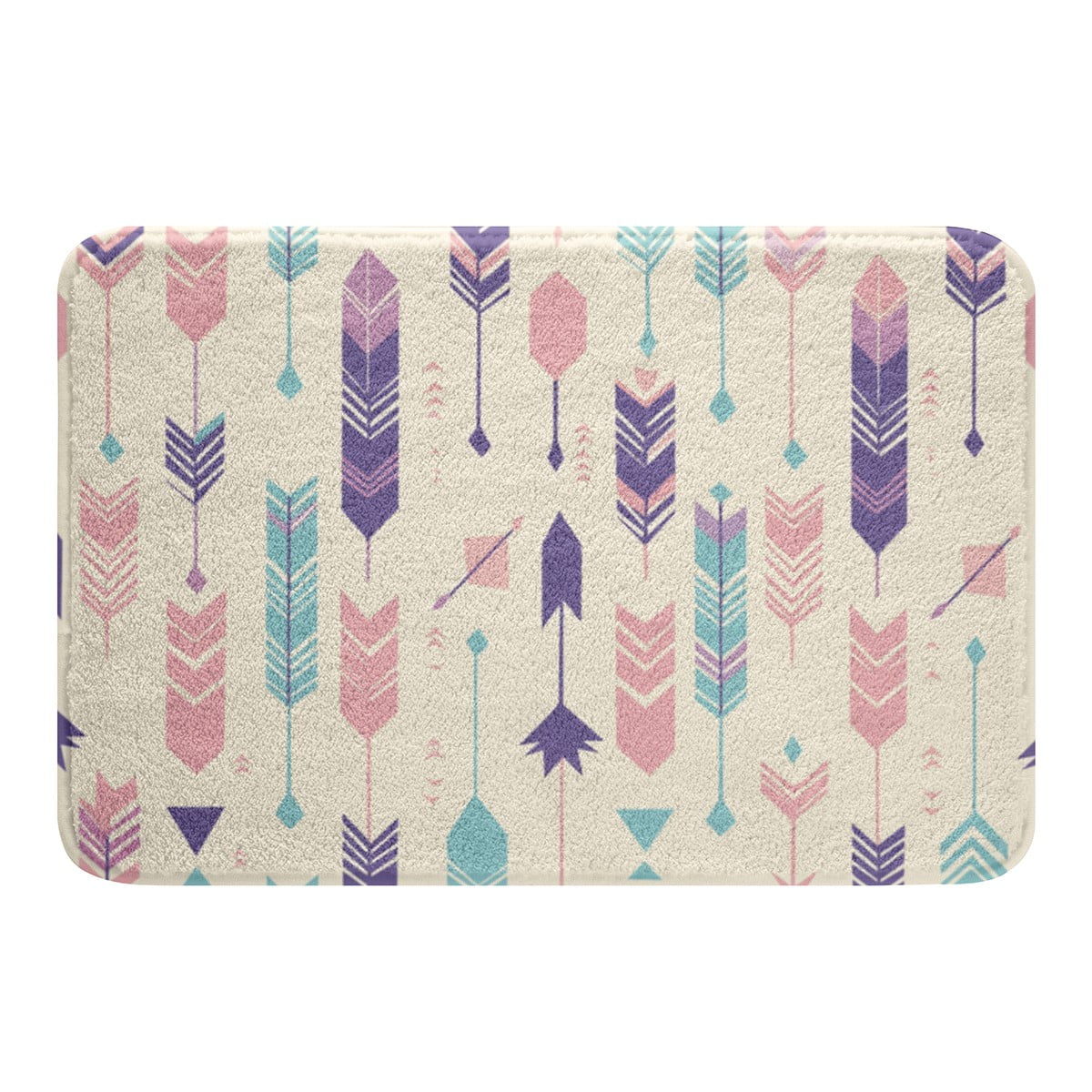 Boho Western Style Bathroom Rug Set,Teal Pink Purple Arrow Tribal Bath ...