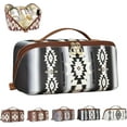 Boho Western Style Makeup Bag, PU Casual Colorblock Makeup Organizer ...