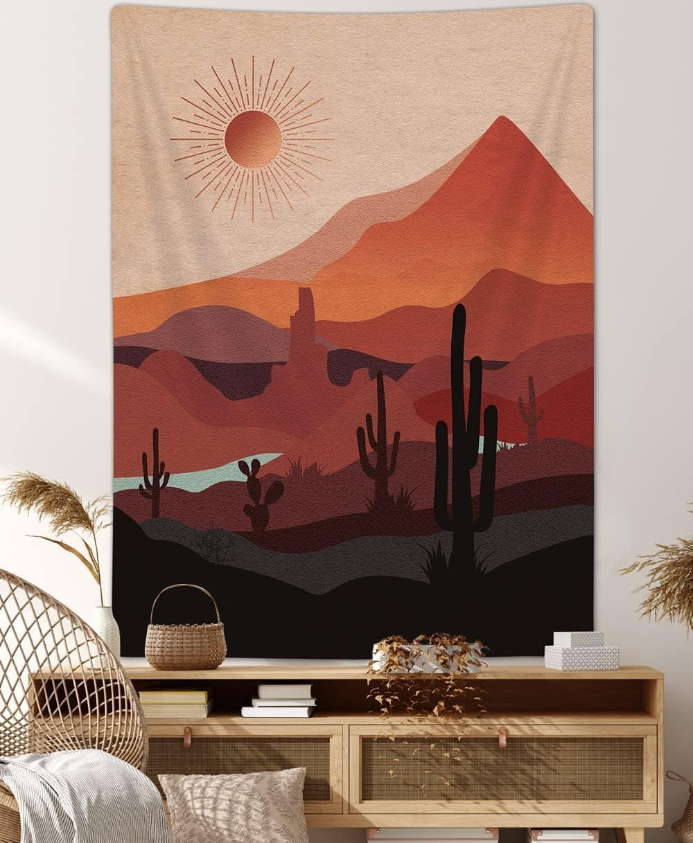 Boho Western Tapestry Modern Southwestern Mountain Cactus Arizona ...