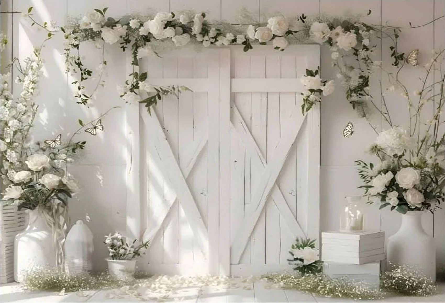 Boho White Barn Door Room Adult Birthday Wedding Maternity Portrait r ...