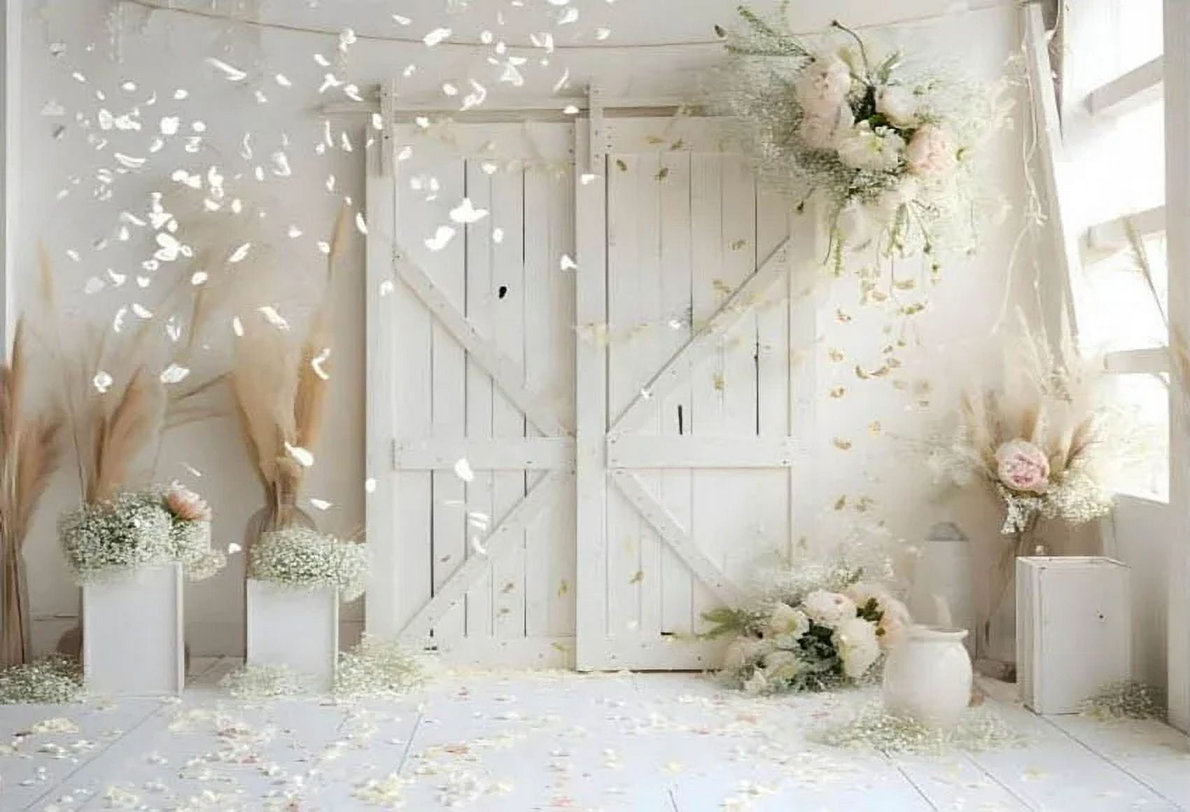 Boho White Barn Door Room Adult Birthday Wedding Maternity Portrait r ...