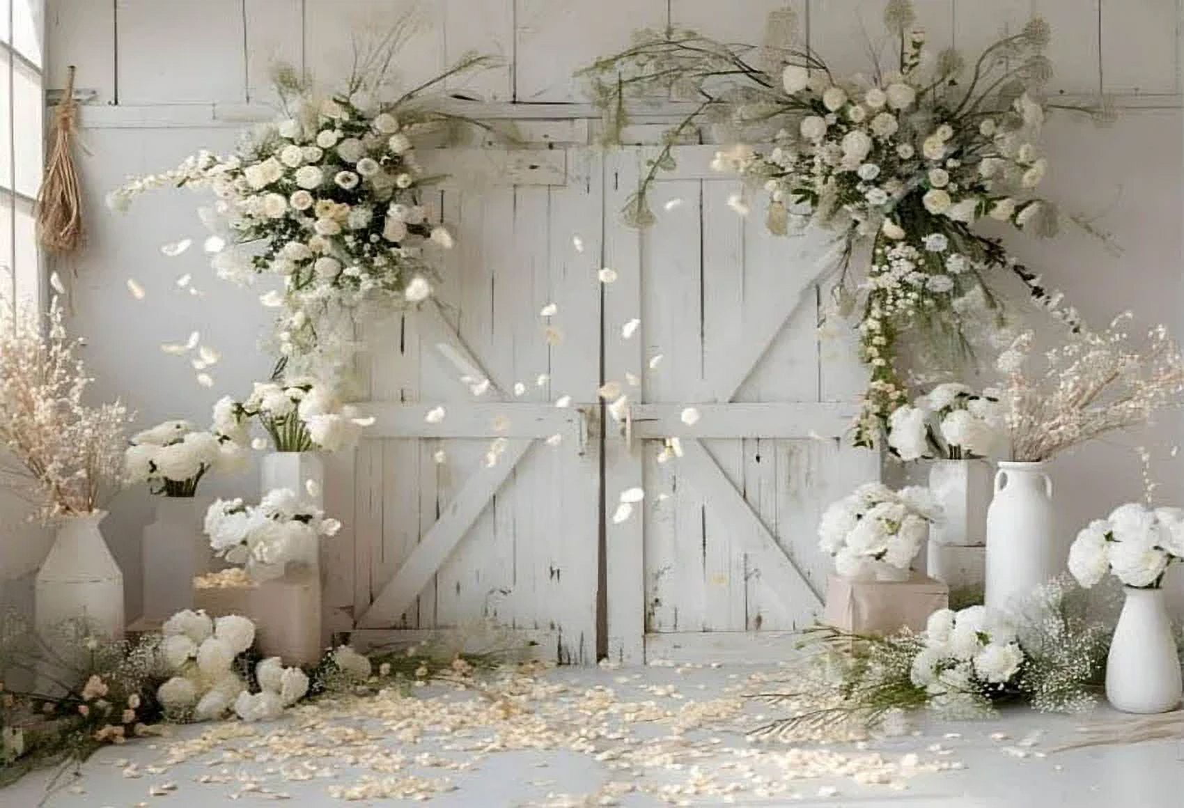 Boho White Barn Door Room Adult Birthday Wedding Maternity Portrait r ...