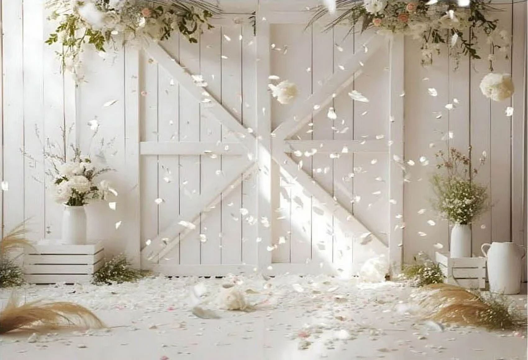 Boho White Barn Door Room Adult Birthday Wedding Maternity Portrait r ...