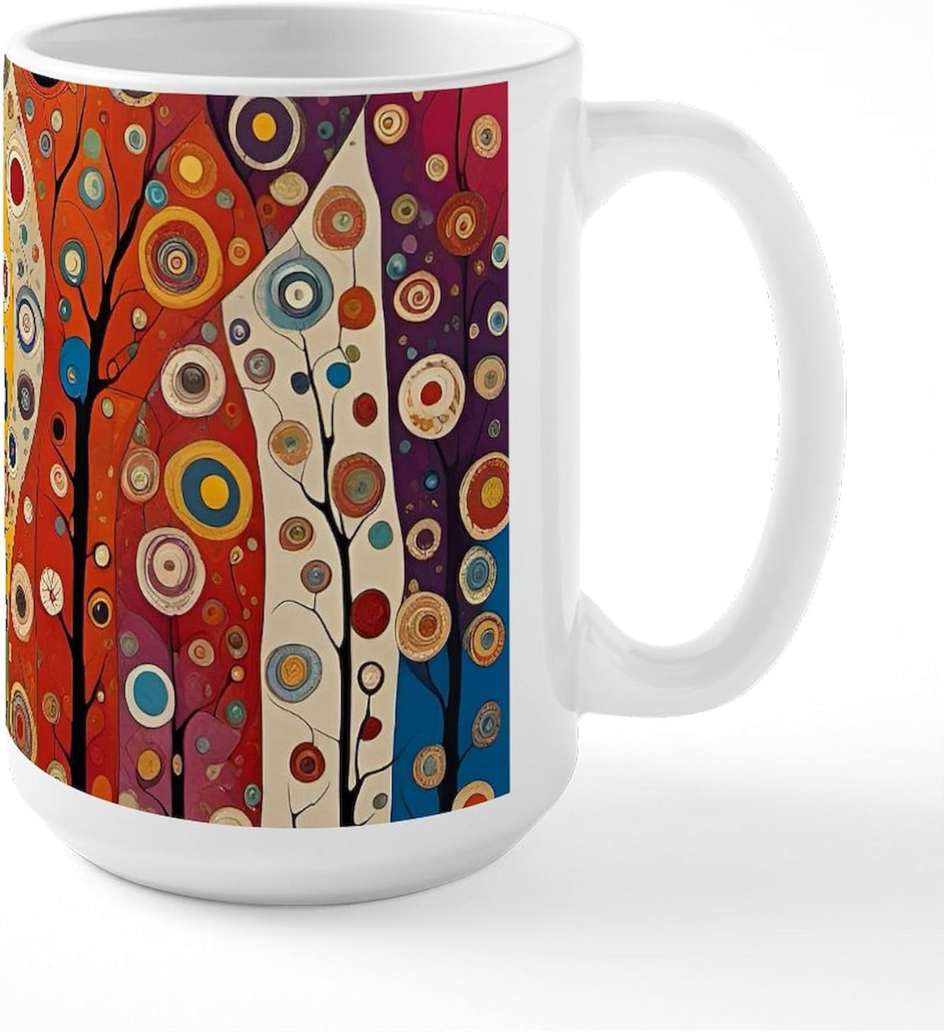 Boho White Ceramic Mugs 15 oz Colorful Ethnic Ceramic Coffee Mug Funny ...