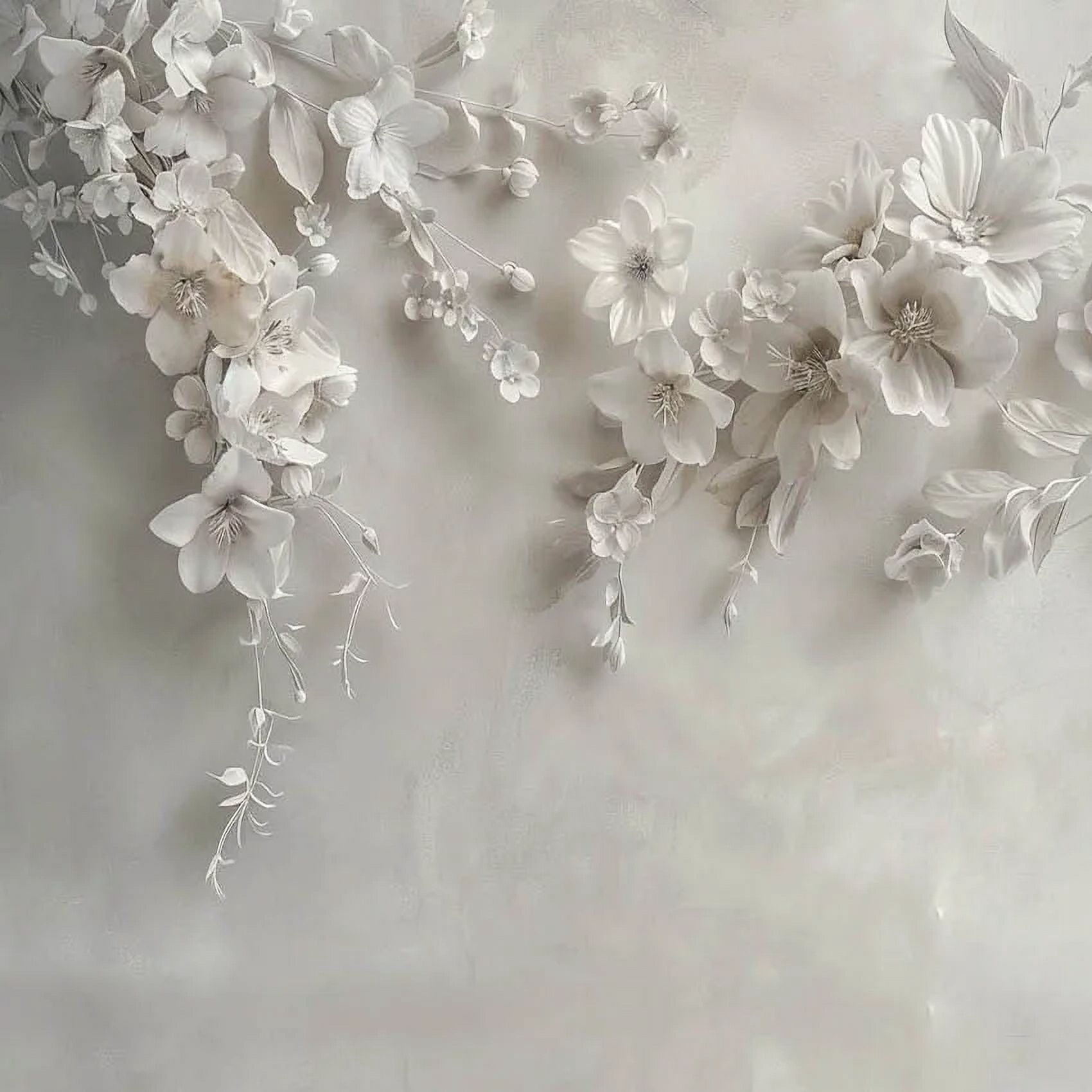 Boho White Flowers Wall Adult Birthday Wedding Maternity Portrait r ...
