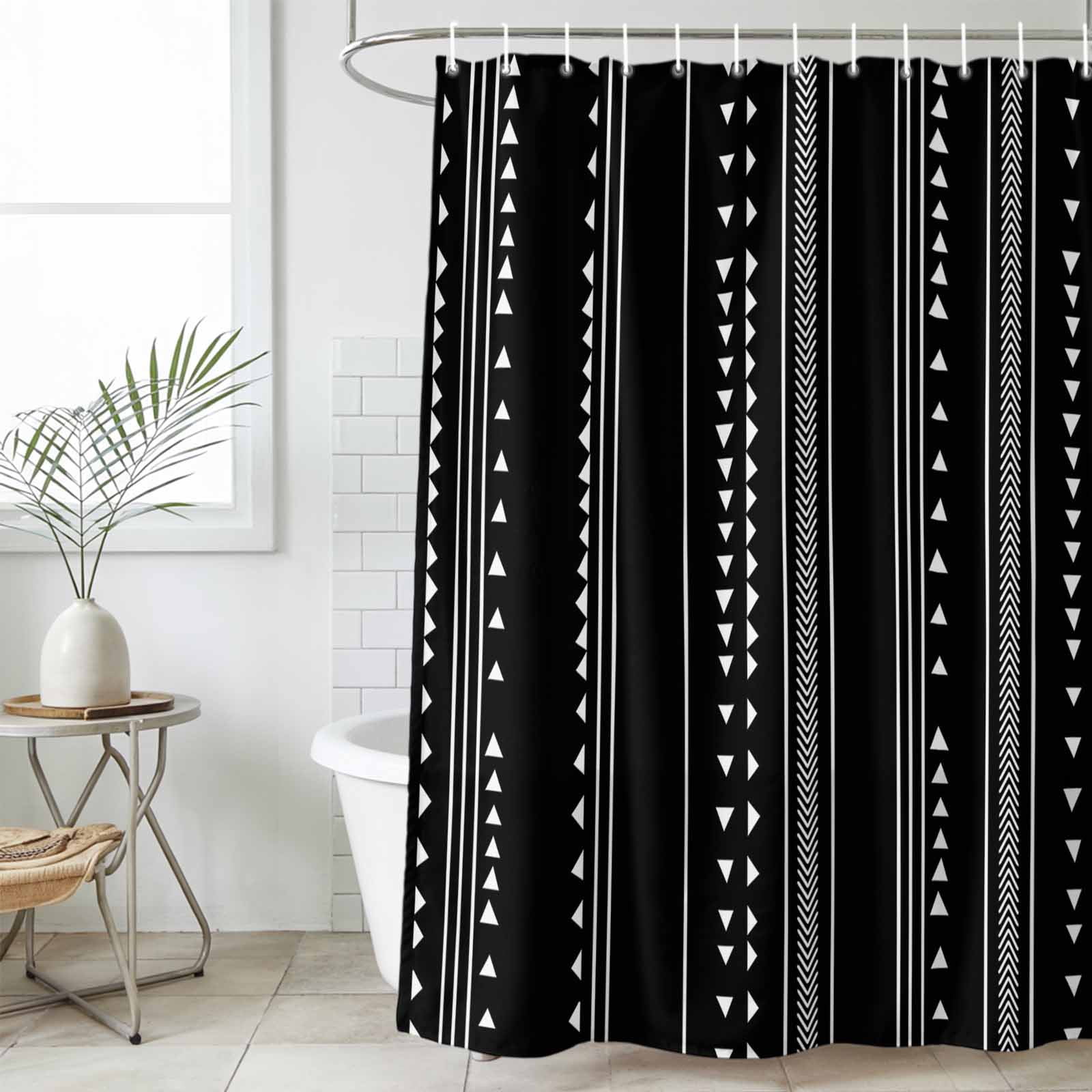 Boho White Stripes Waterproof Fabric Shower Curtain,Triangle Arrow ...