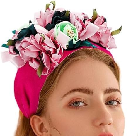Boho Wide Headbands for Women Dazzling Floral Hairbands Red Embellished ...