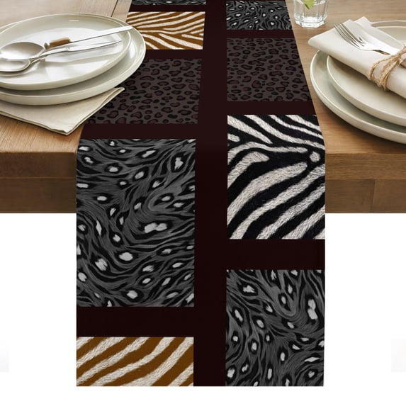Boho Wild Animal Print Table Runner Leopard Zebra Tiger Fur Textured ...