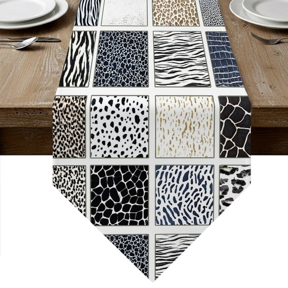 Boho Wild Animal Print Table Runner Linen Burlap Table Runner 72 Inches ...
