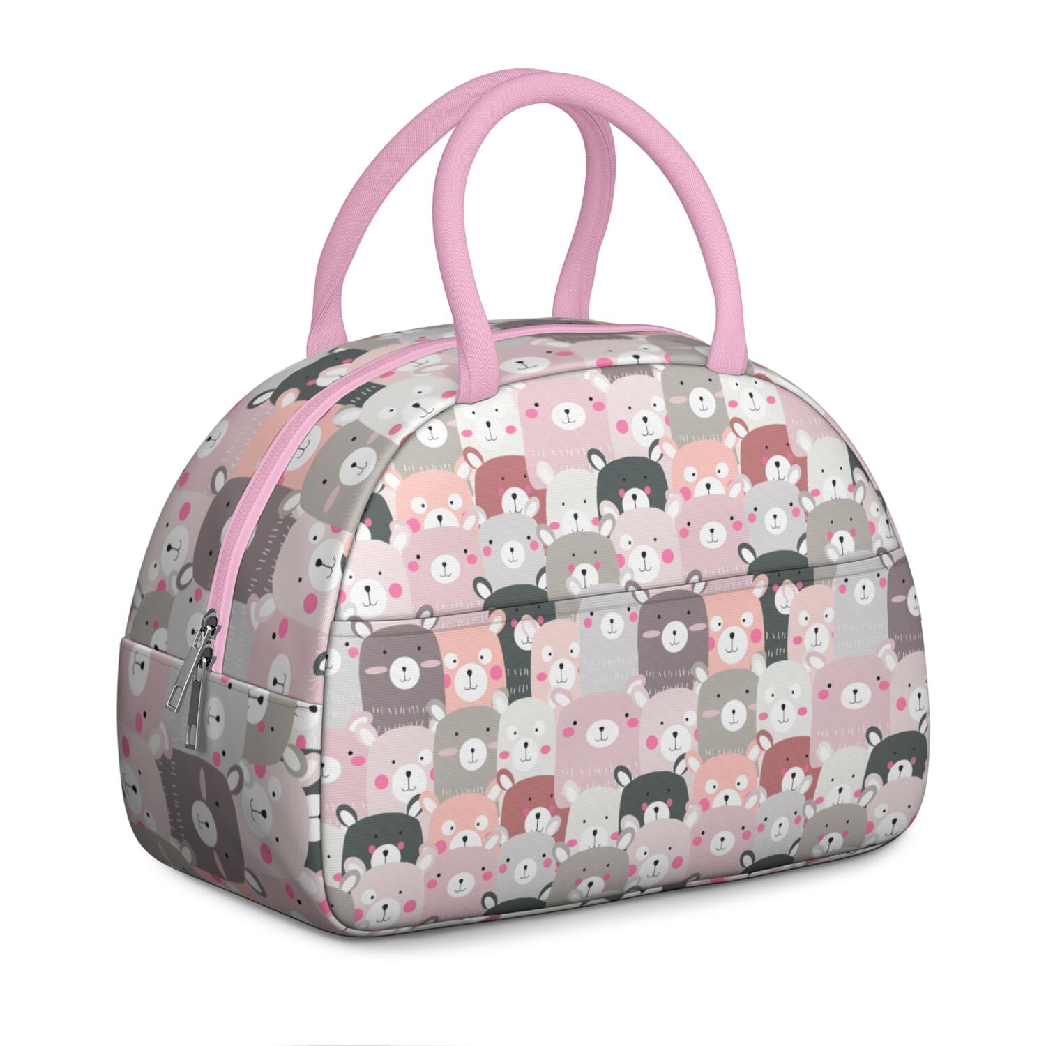 Boho Wild Bear Lunch Tote – Cartoon Forest Bear Print, Reusable ...