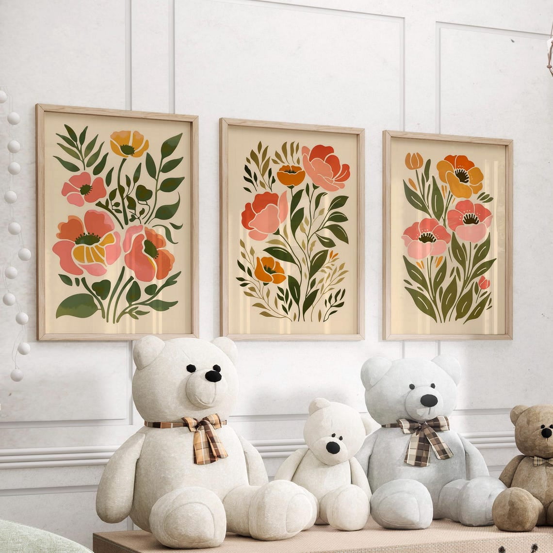 Boho Wild Flowers Wall Art Neutral Bohemian Modern Nature Botanical ...