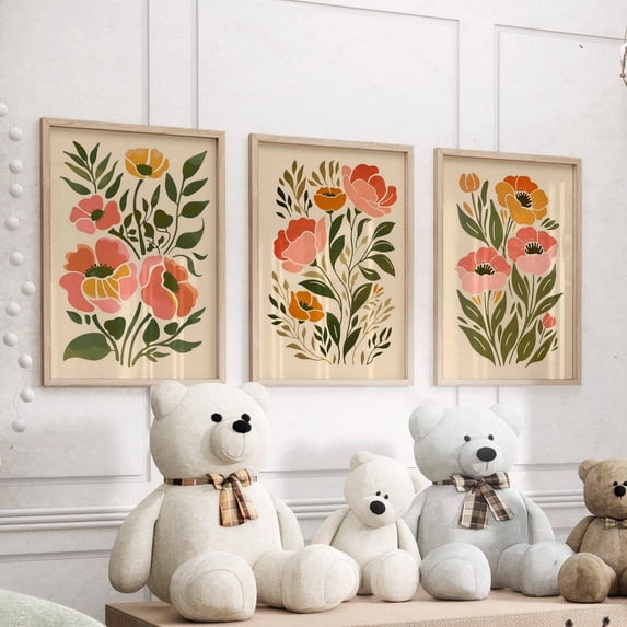 Boho Wild Flowers Wall Art Neutral Bohemian Modern Nature Botanical ...