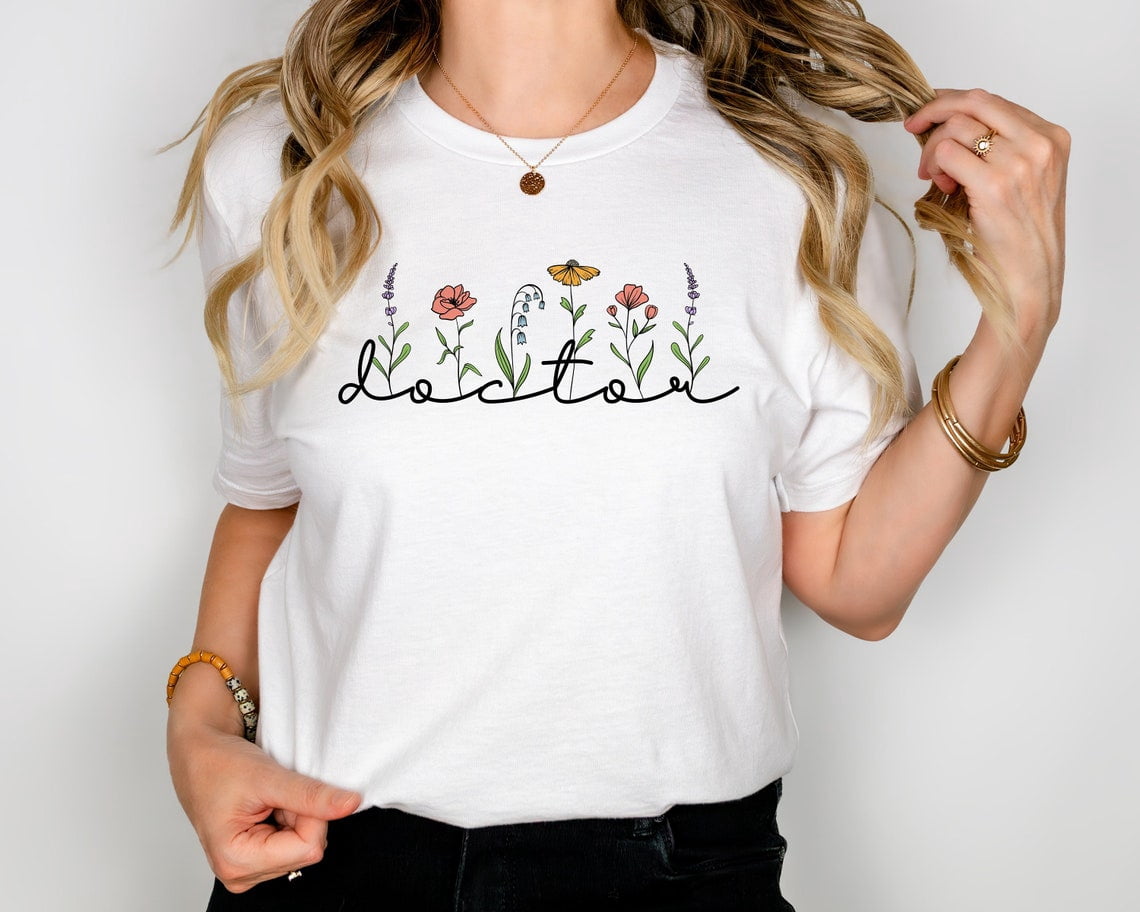 Boho Wildflower Doctor Graphic Tee Floral Medical Professional Shirt ...