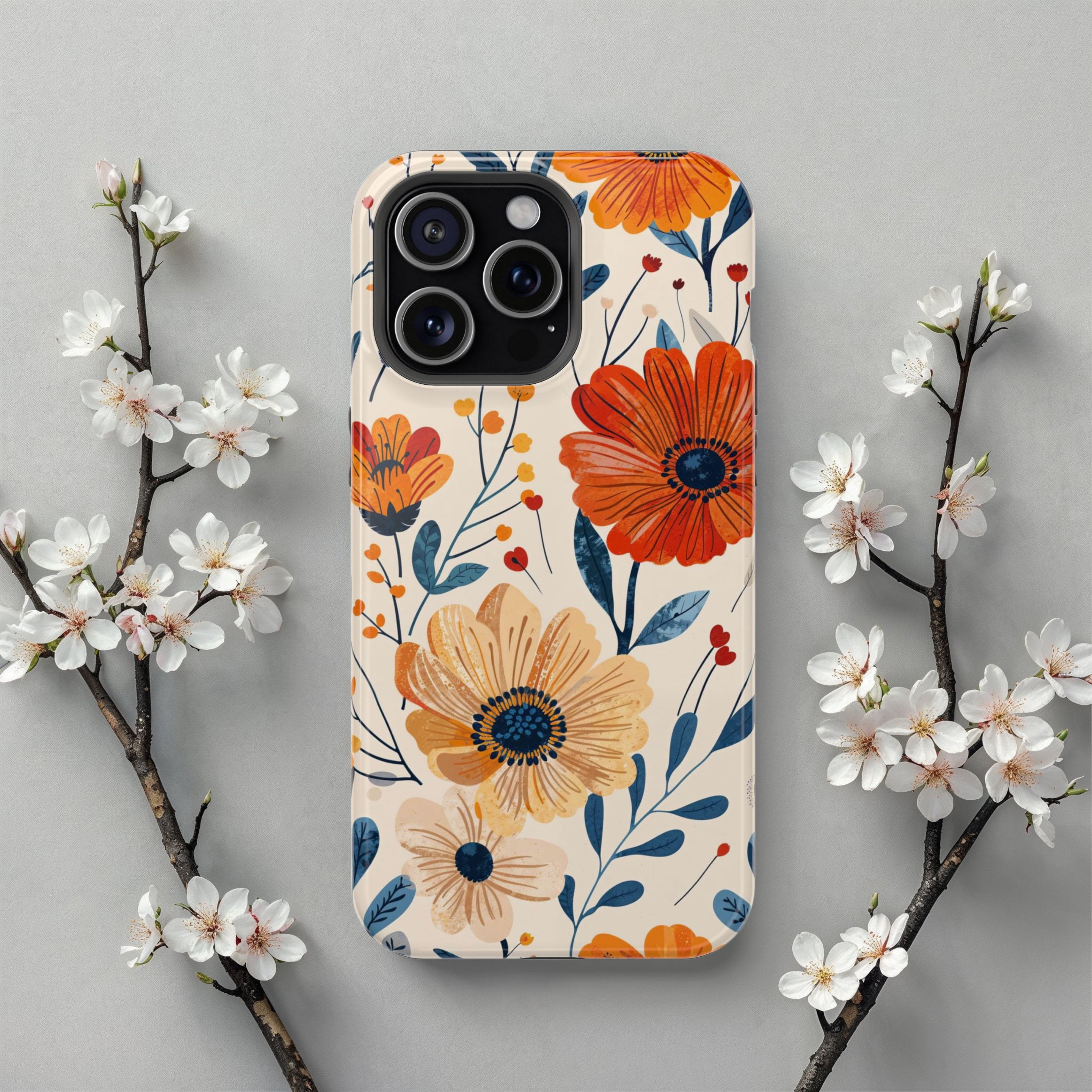 Boho Wildflower Phone Case Vintage Autumn Blossom for iPhone 17 11 12 ...