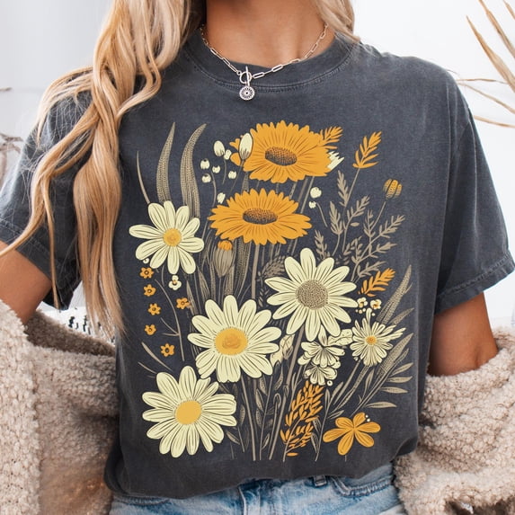 Boho Wildflower TShirt Retro Botanical Print - Walmart.com