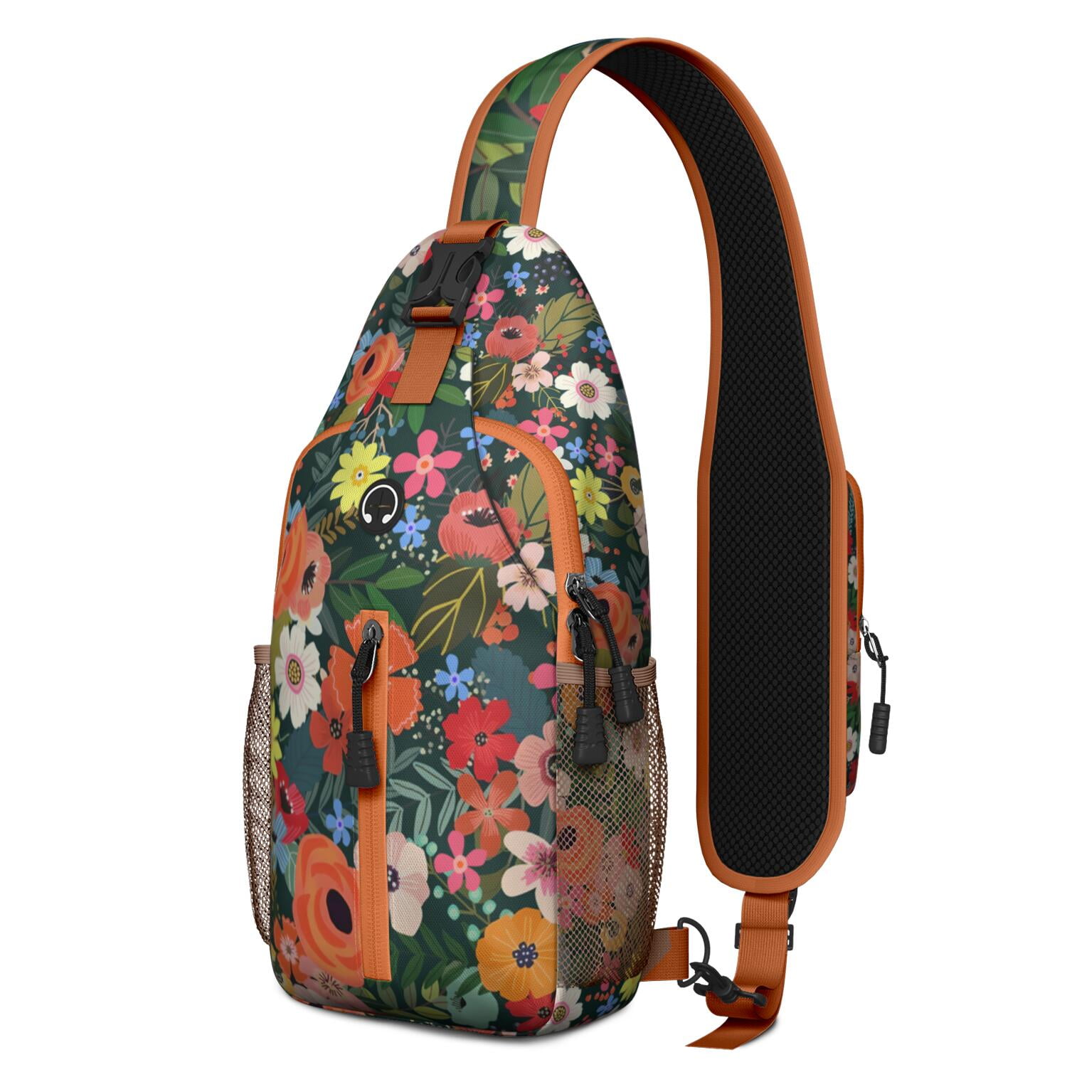 Boho Wildflower and Hummingbird Sling Backpack – Ergonomic Fit, Secure ...