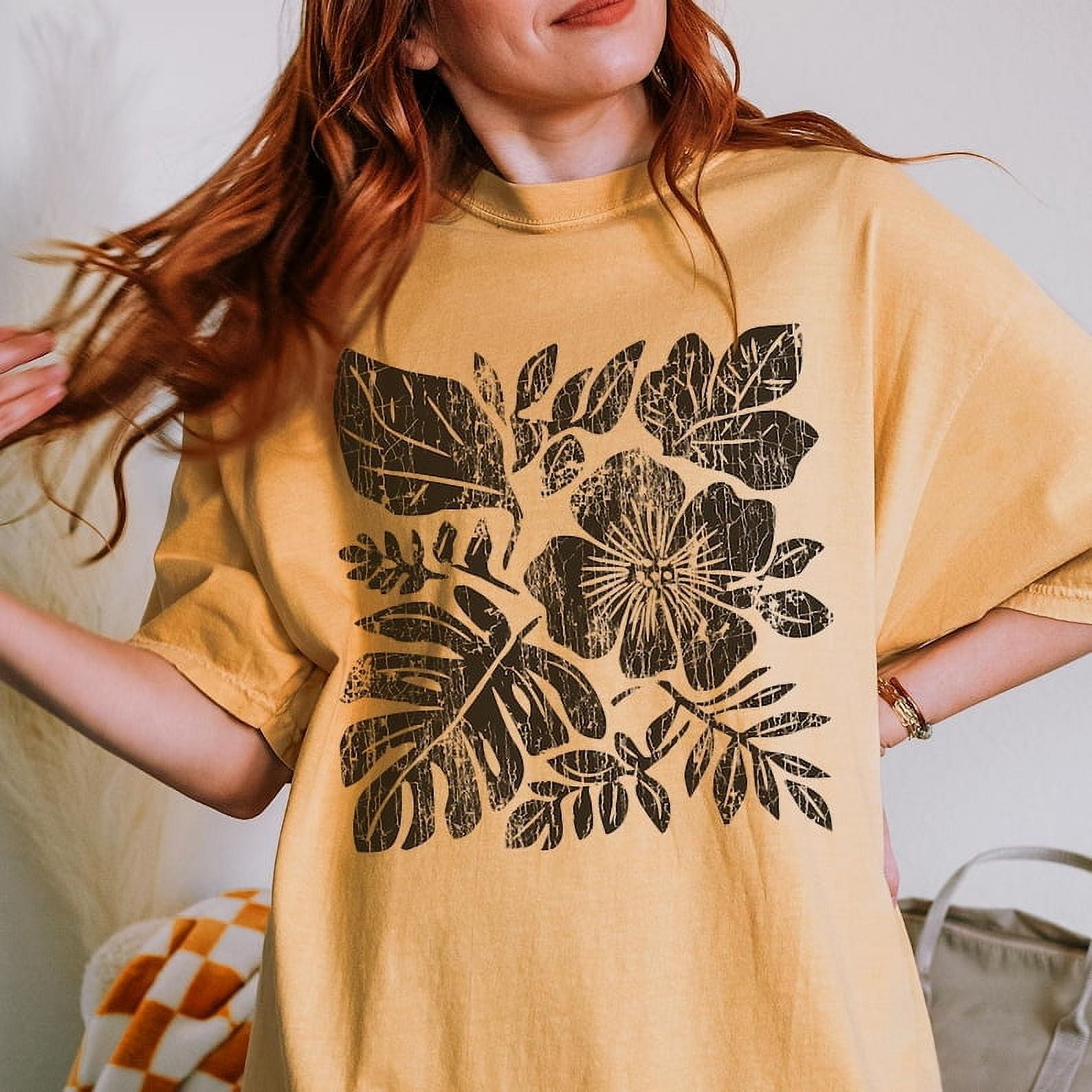 Boho Wildflowers Comfort Colors Shirt, Matisse Floral Graphic T-Shirt, Distressed Flowers Tshirt ...