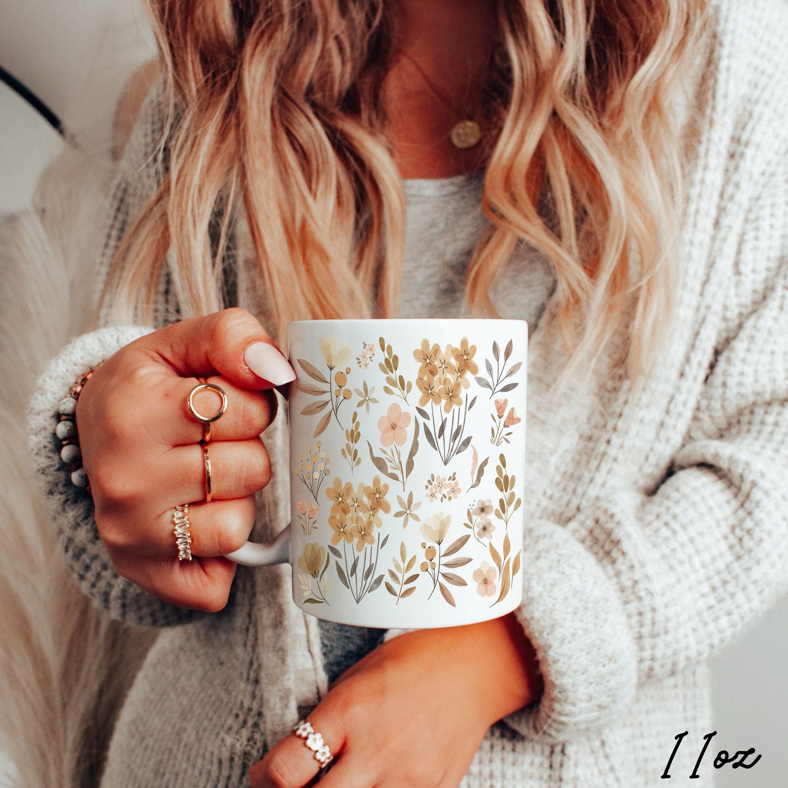 Boho Wildflowers Cottagecore Coffee Mug, Pressed Flowers Mug, Pastel ...