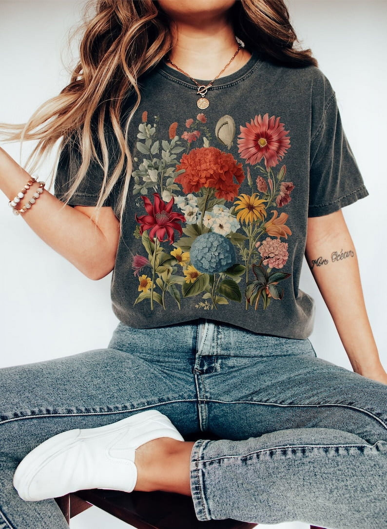 Boho Wildflowers Cottagecore Shirt, Whimsigoth, Plant Shirts, Floral ...