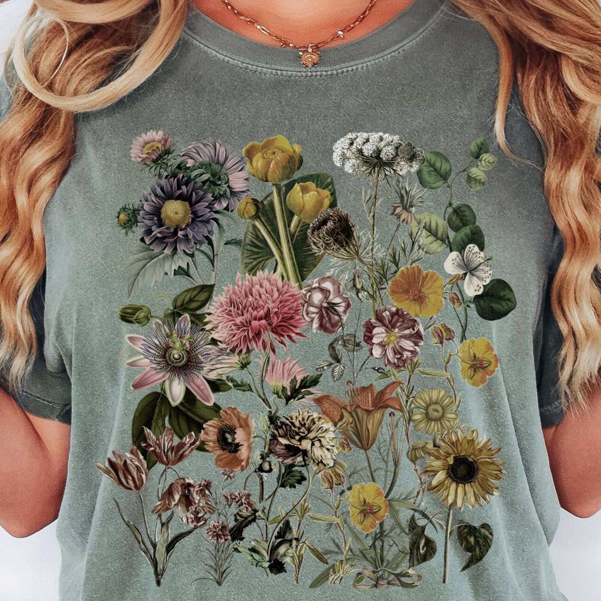 Boho Wildflowers Cottagecore Shirt Whimsigoth Plant Tee Floral Shirt ...