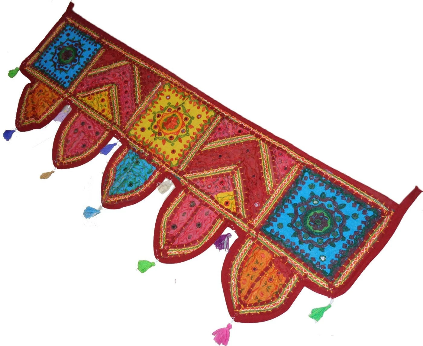 Boho Window Door Toran Valance – Beaded & Mirrored Gate Topper Tapestry ...
