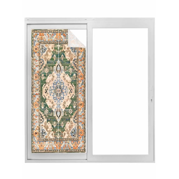 Boho Window Privacy Film, Green Brown Ethnic Tribe Abstract Vintage ...