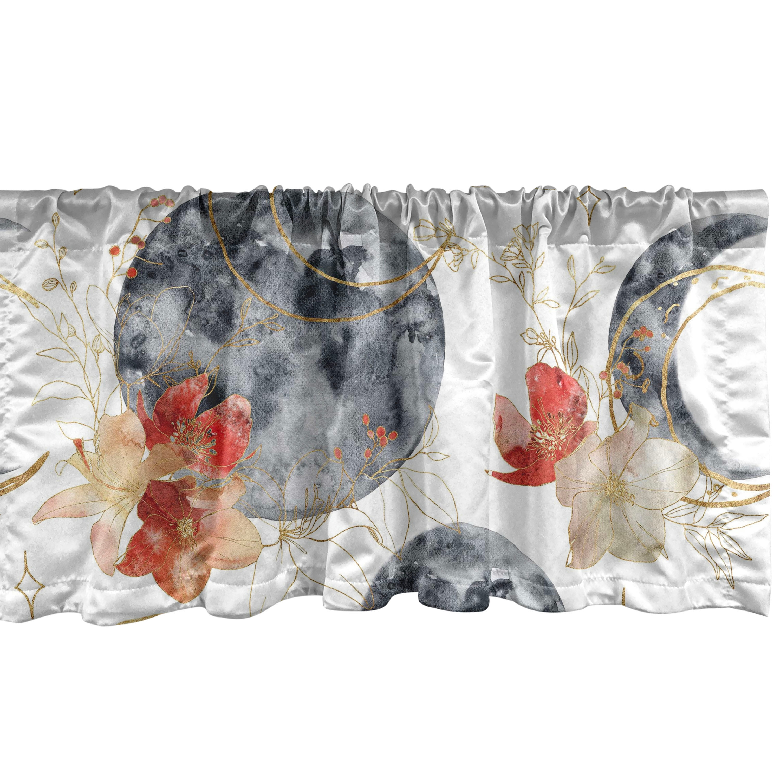 Boho Window Valance, Bohemian Full and Crescent Moon Ornaments with ...