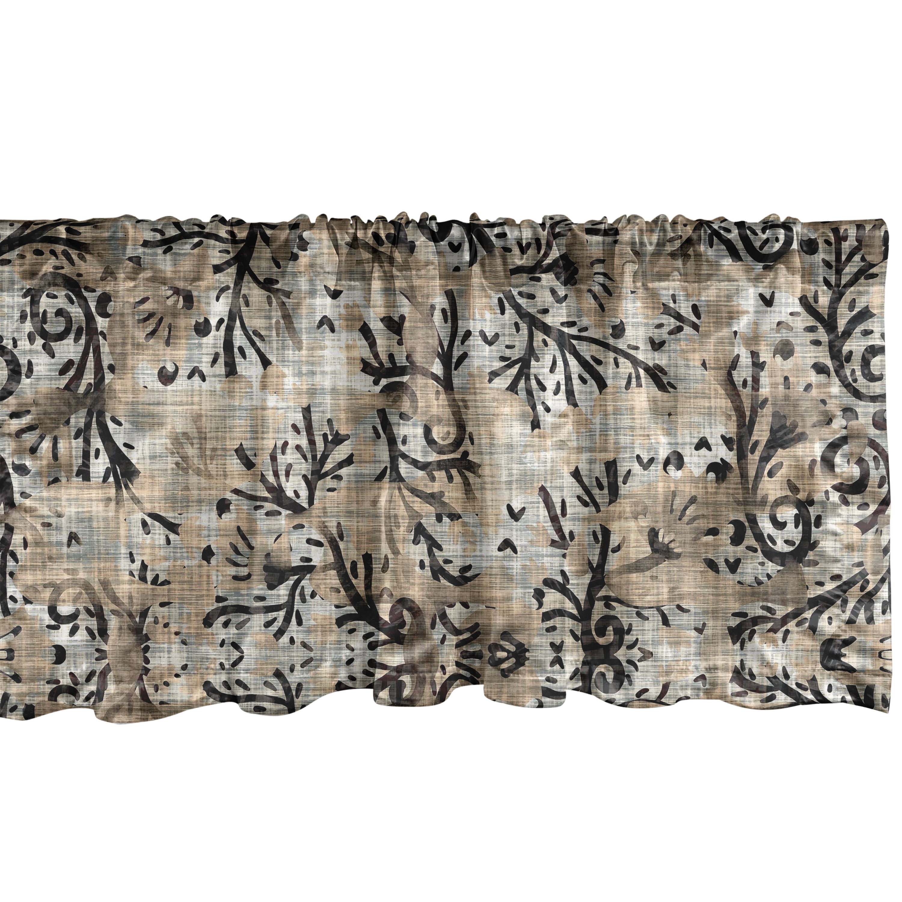 Boho Window Valance, Ethnic Style Minimali Drawn Branch Silhouettes ...