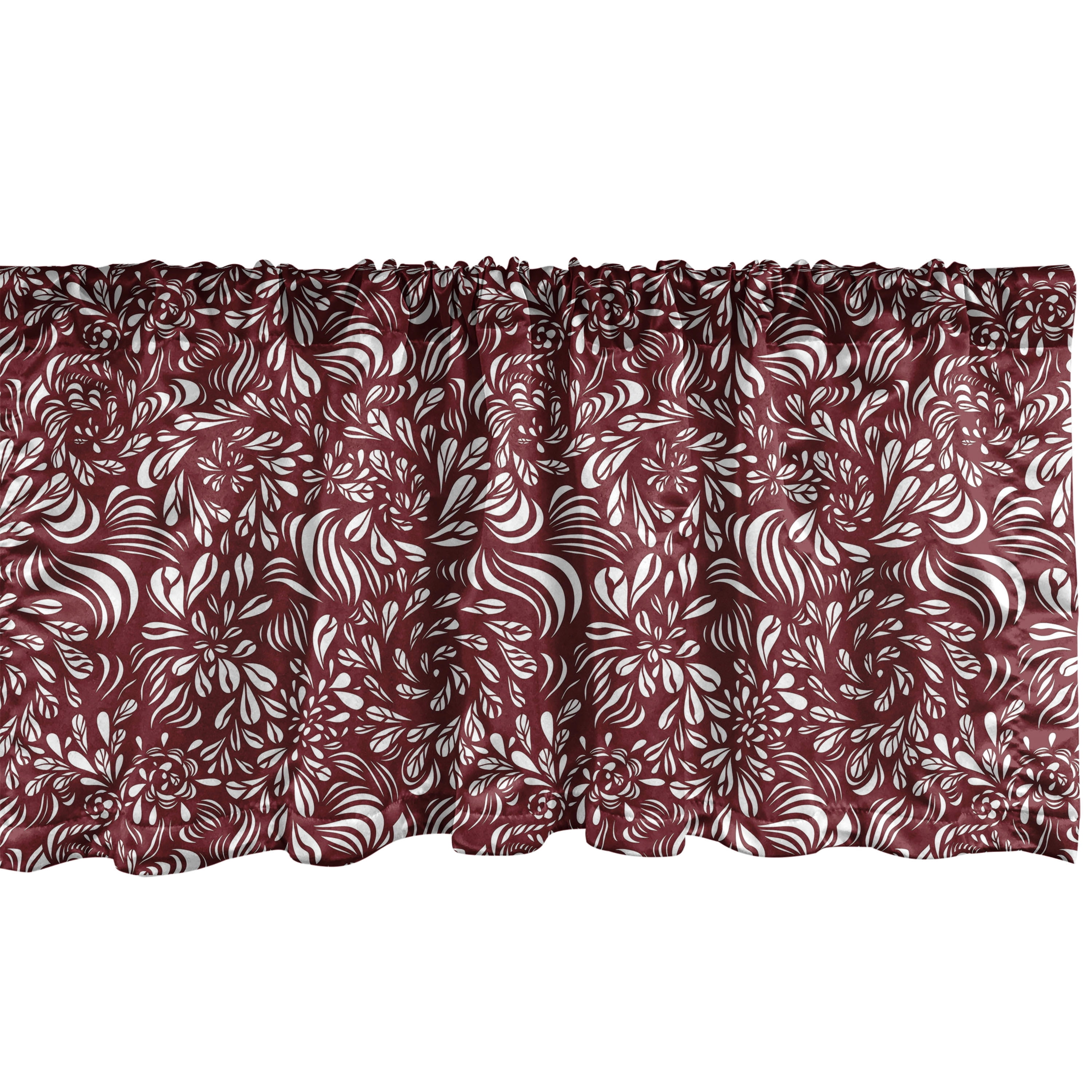 Boho Window Valance, Swirly Flowers and Petals Continious Romantic ...