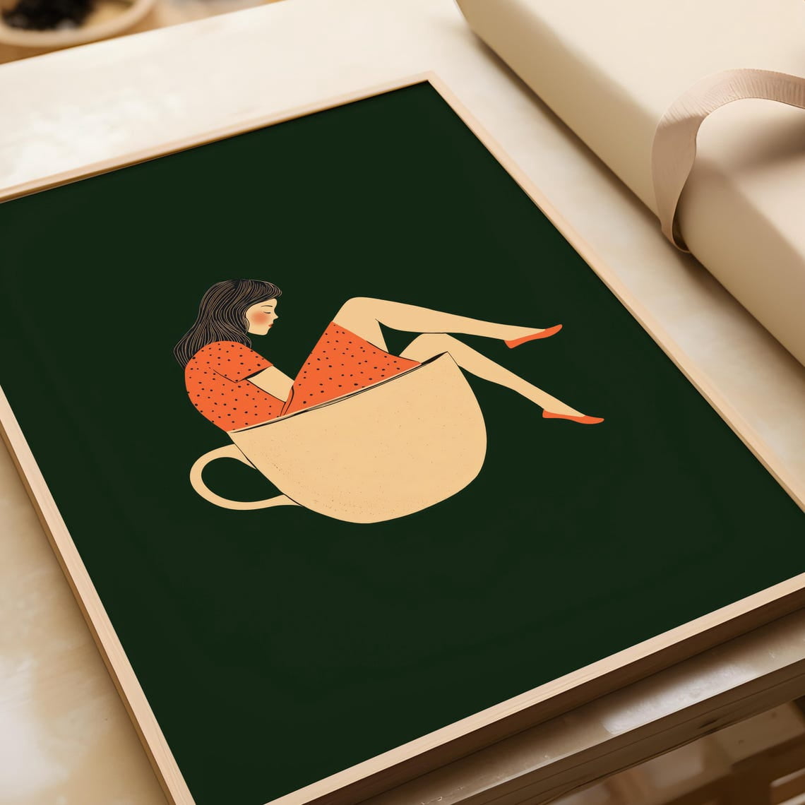Boho Woman Orange Dress Coffee Poster Unframed Paper Print - Walmart.com
