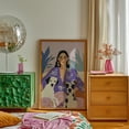 Boho Woman Portrait With Dogs Modern Floral Poster Unframed Paper Print ...