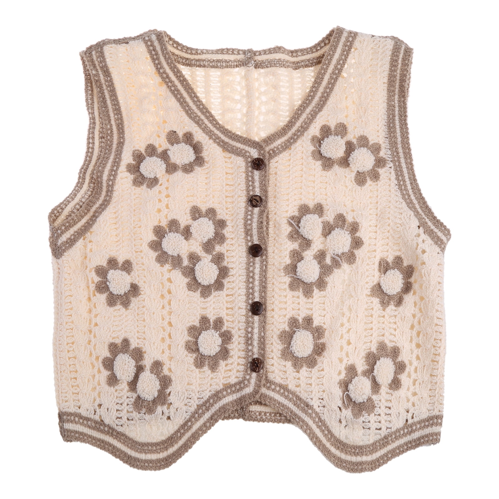 Boho Women Crochet Knit Vest Waistcoat Vintage Colorful Floral Pattern ...