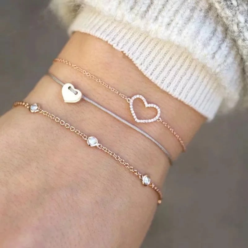 Boho Women Sun Moon Bracelets Set Gold Color Crystal Round Circle Charm ...